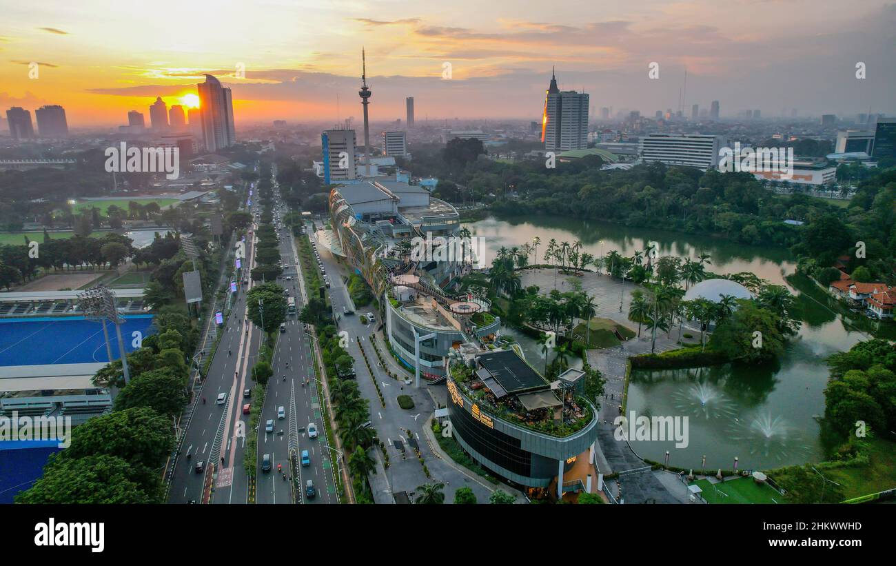 Aerial view of Senayan Park Mall Jakarta in the afternoon. Jakarta ...