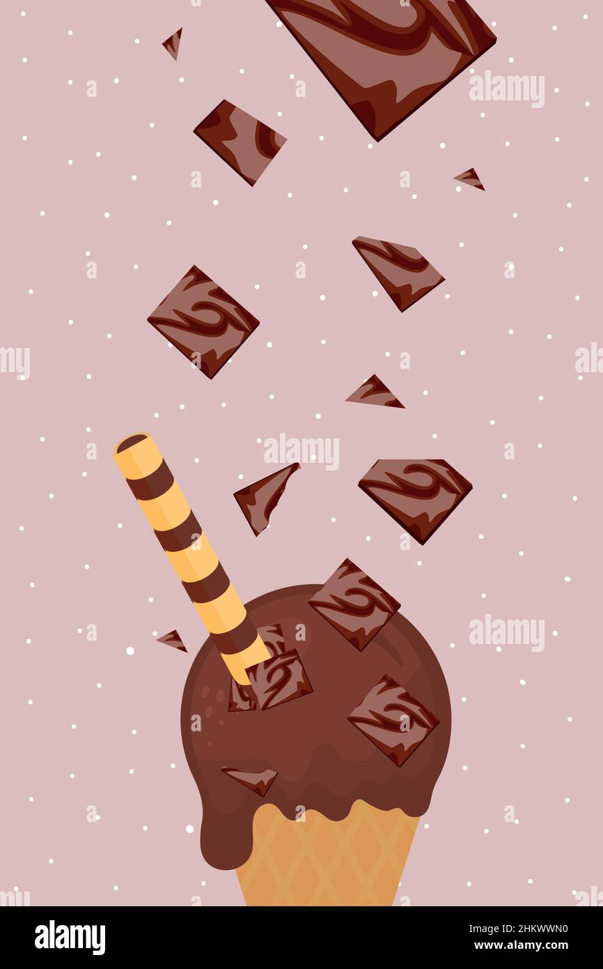 Chocolate pieces and ice cream cone Stock Vector Images - Alamy