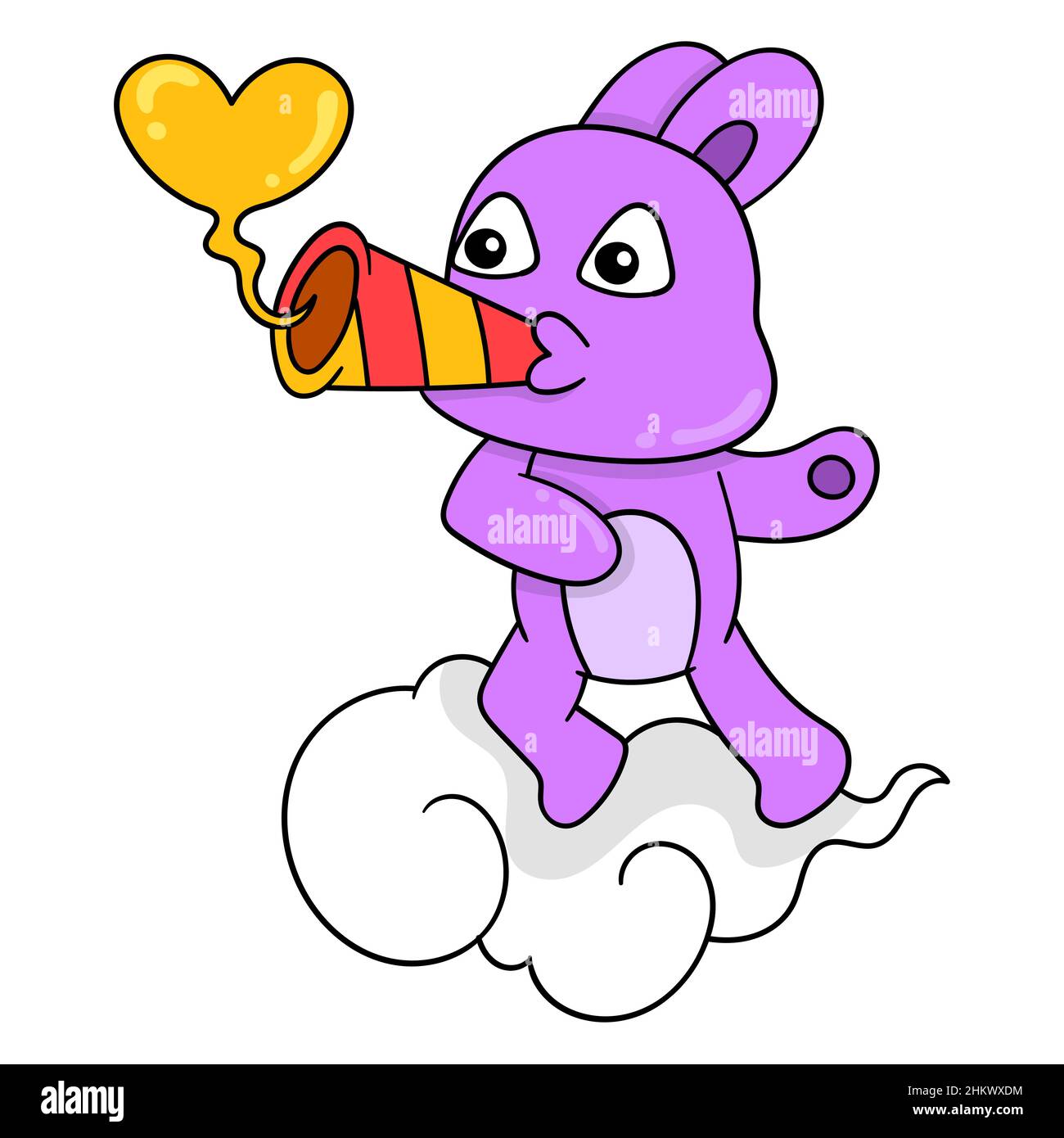 the rabbit is playing blowing the trumpet Stock Vector Image & Art - Alamy