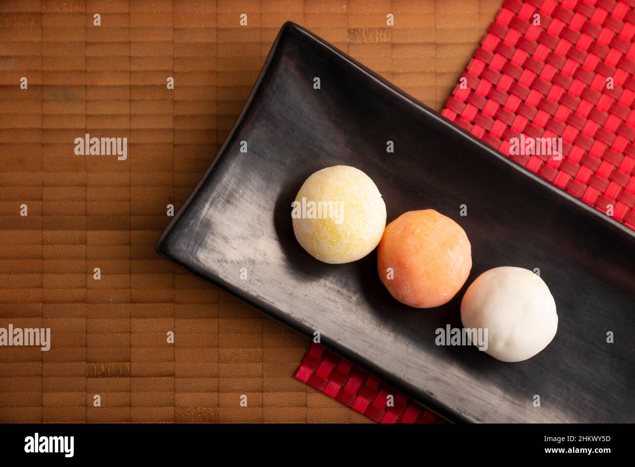 Ice cream mini Mochis. Traditional Japanese dessert made from rice ...
