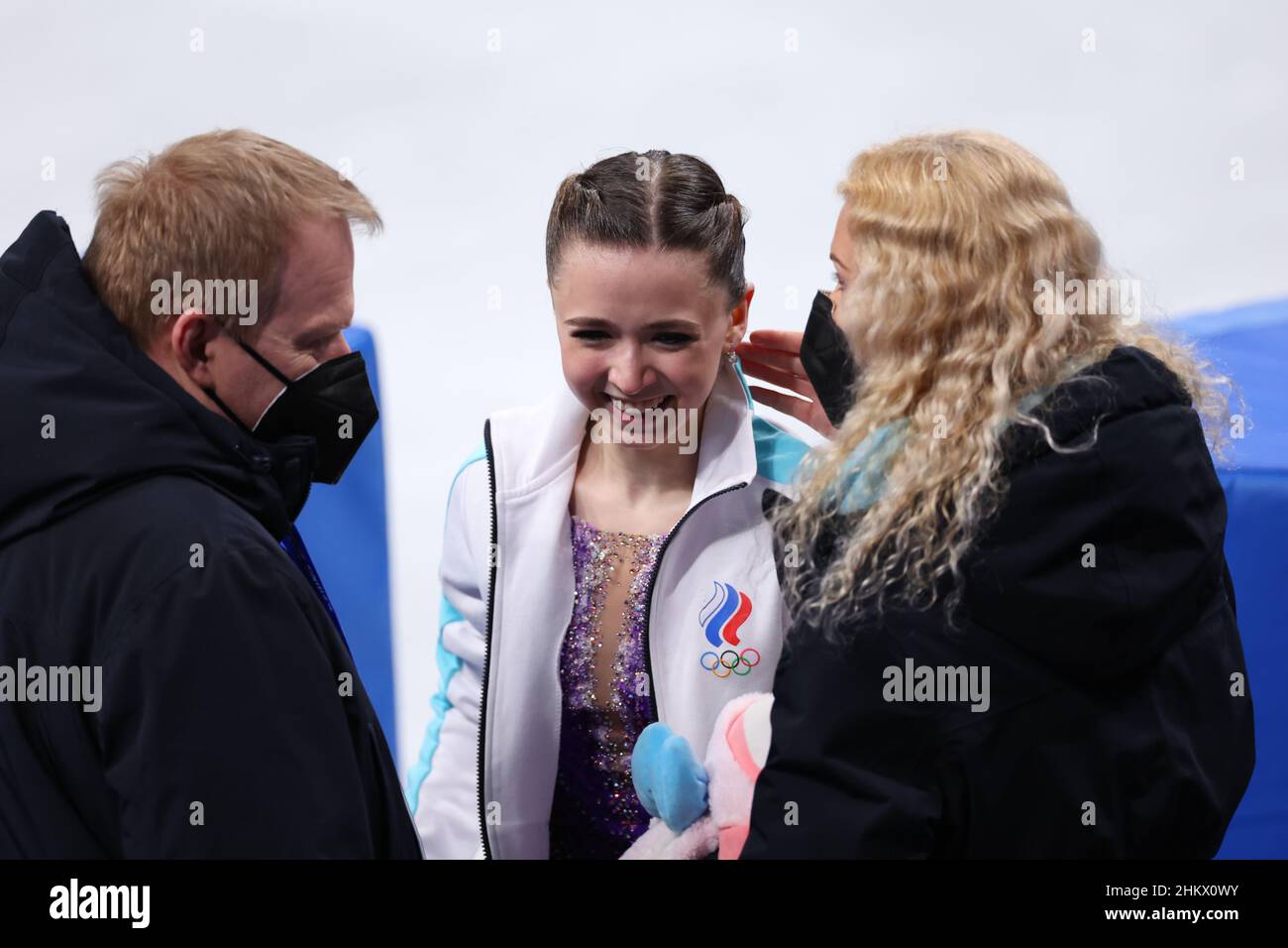 Beijing, China. 6th Feb, 2022. Kamila Valieva (ROC) Figure Skating : Team Women's Short Program ...