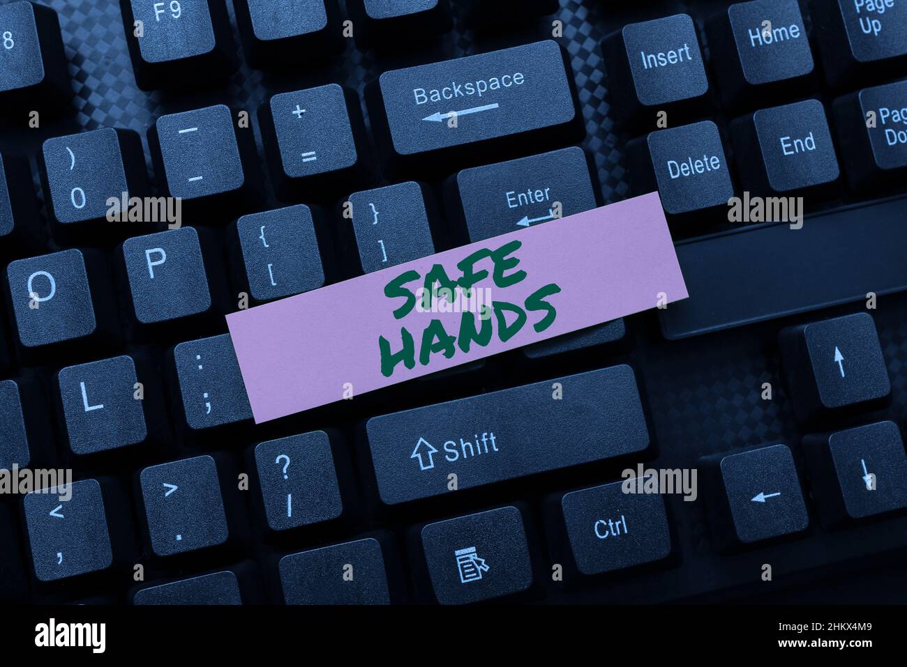 Hand writing sign Safe Hands. Business overview Ensuring the sterility ...