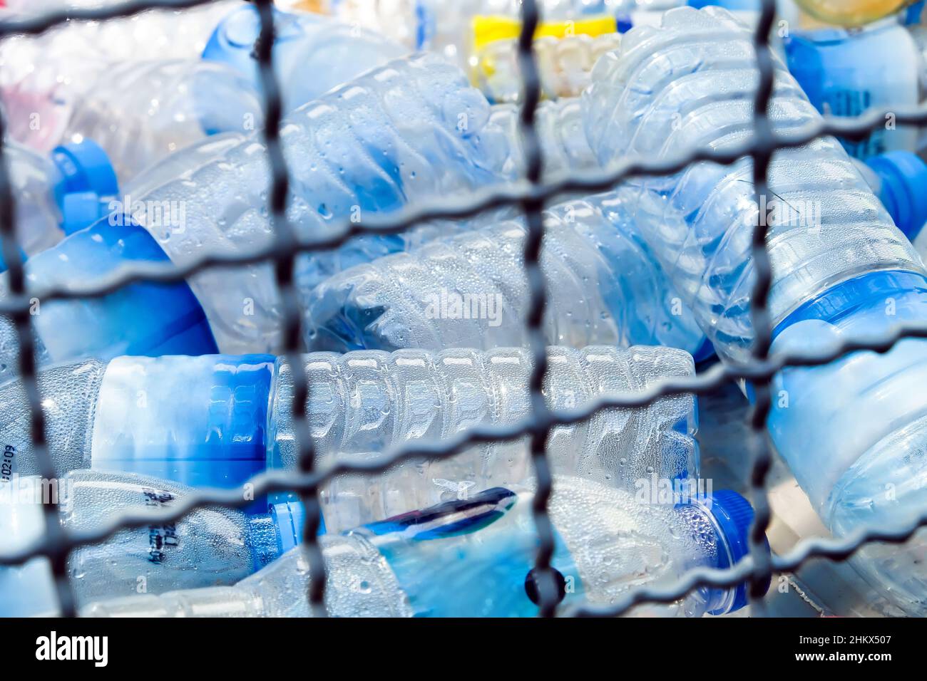 Image of Plastic bottles and containers prepared for recycling Stock ...