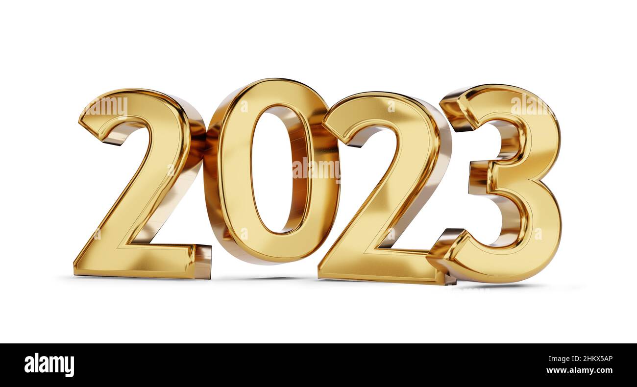 2023 golden bold symbol 3d-illustration Stock Photo - Alamy
