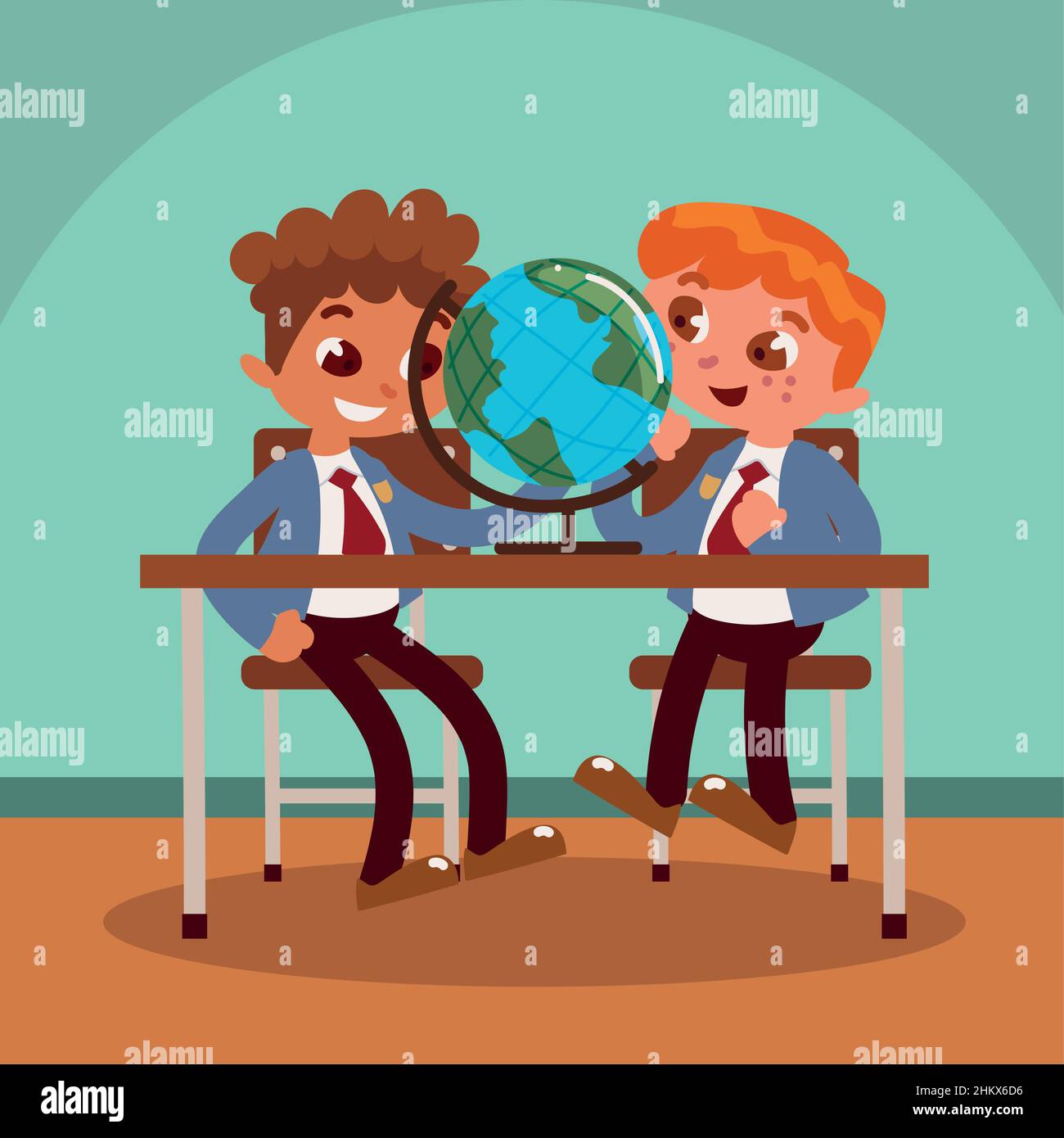students boys and map Stock Vector Image & Art - Alamy