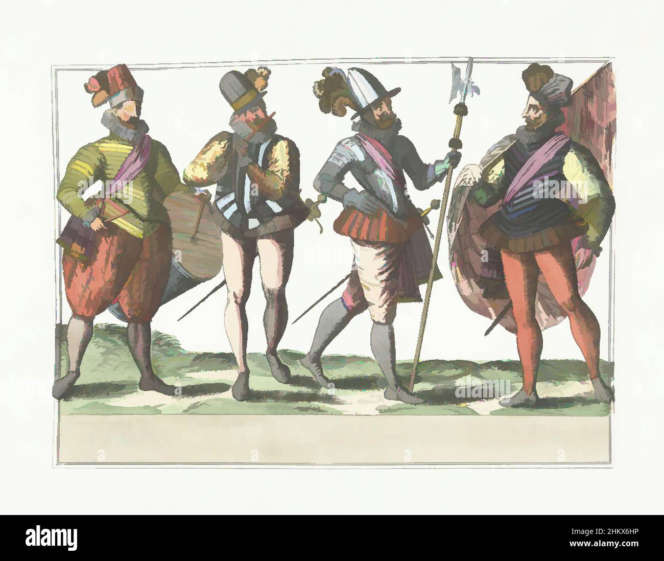 Art inspired by Four Spanish soldiers in uniform, ca. 1580, Costumes ...