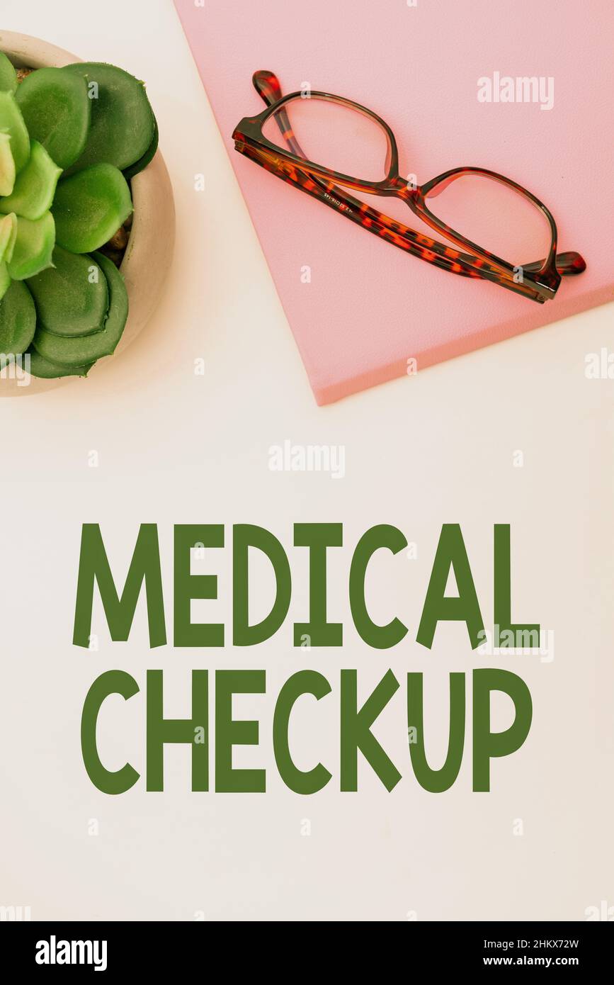 Hand writing sign Medical Check Up. Concept meaning Thorough physical ...