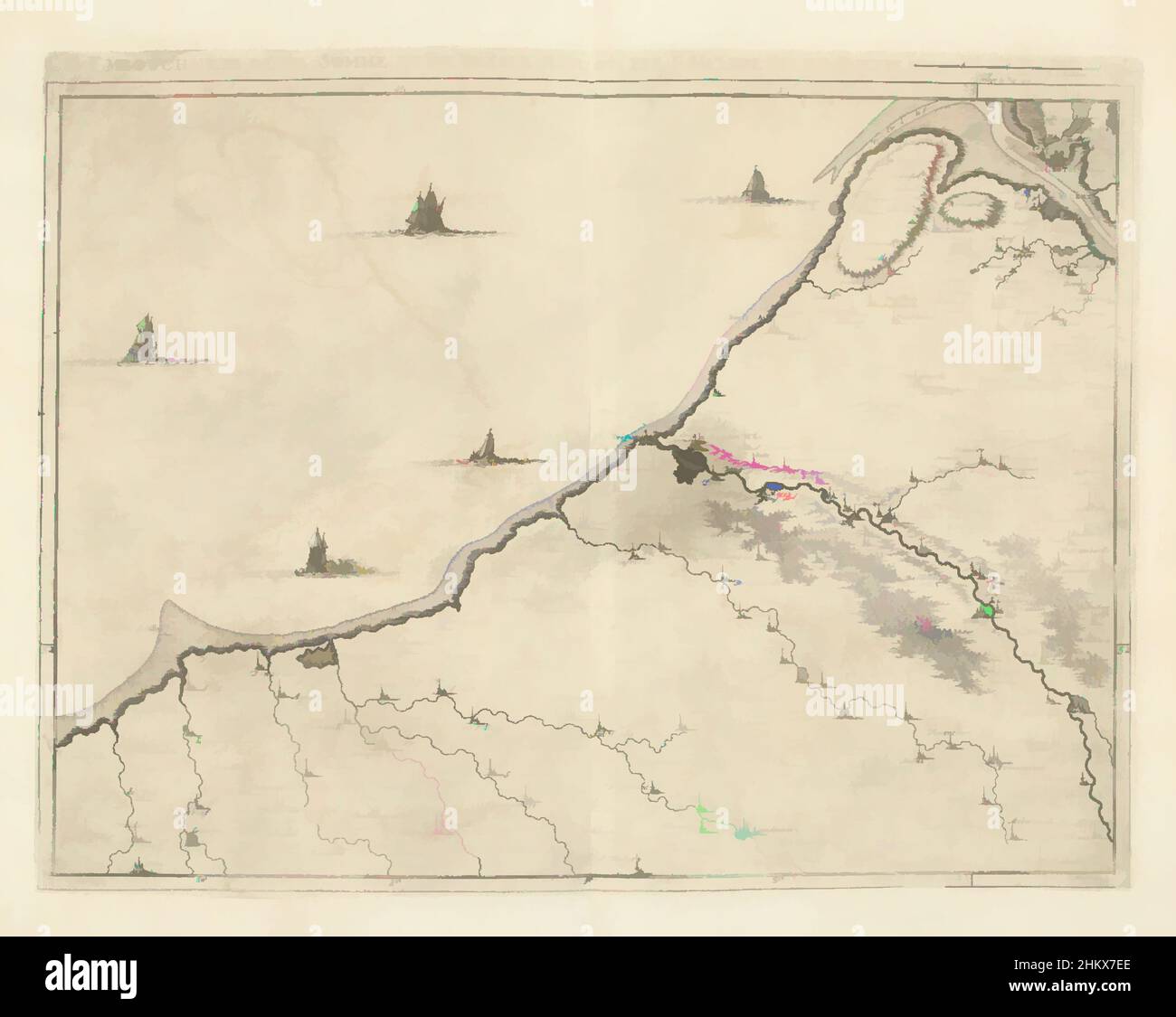 Art inspired by Map of the coast of northern France with the mouths of ...