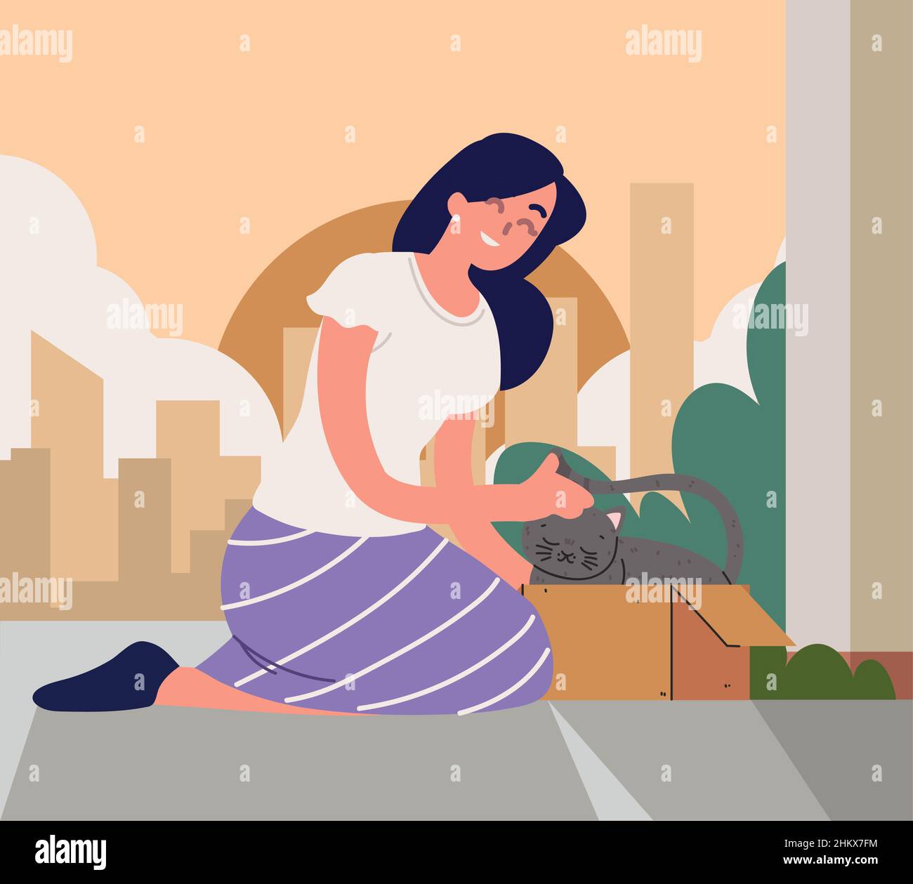 woman rescue a cat Stock Vector Image & Art - Alamy