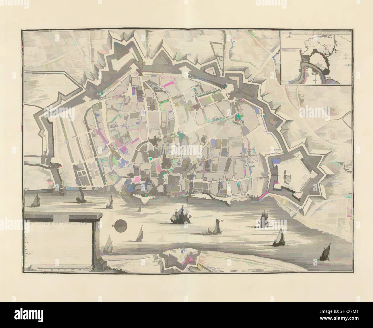 Art inspired by Map of Antwerp, 1711, Plan de la ville et citadelle d ...