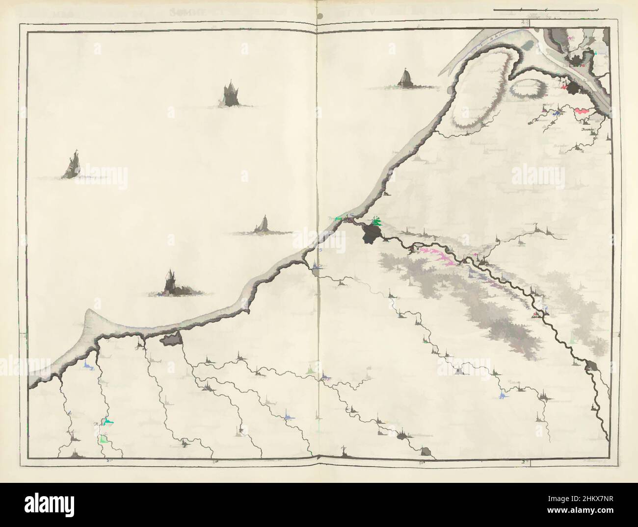 Art inspired by Map of the coast of northern France with the mouths of ...