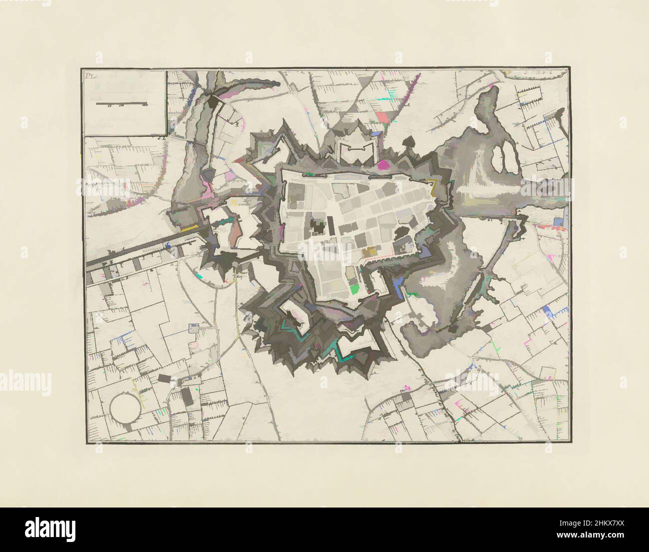 Art inspired by Map of Ypres, 1709, Plan de la ville d'Ipres, Map of ...