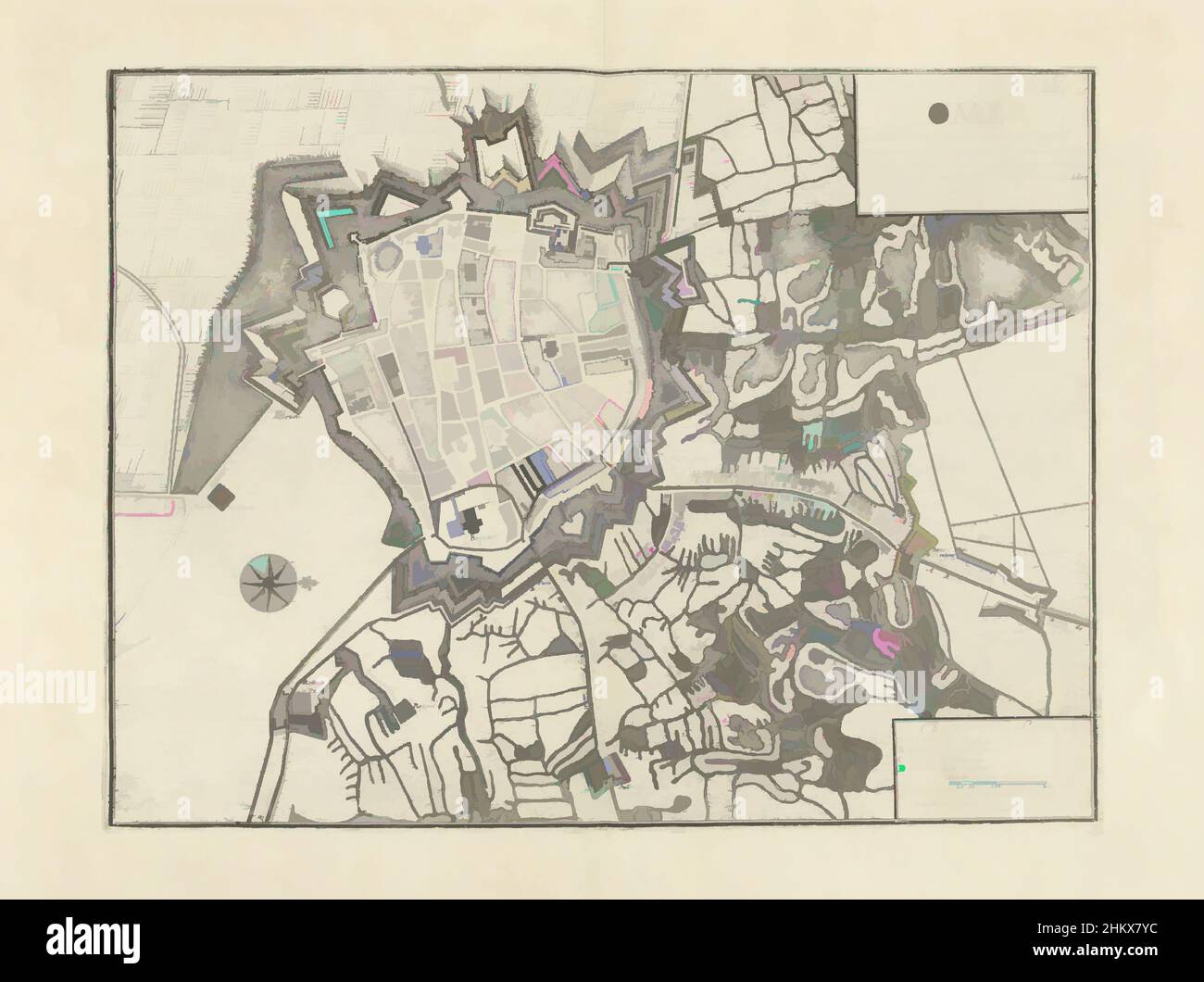 Art inspired by Map of Saint-Omer, 1710, Plan de la ville de St. Omer ...