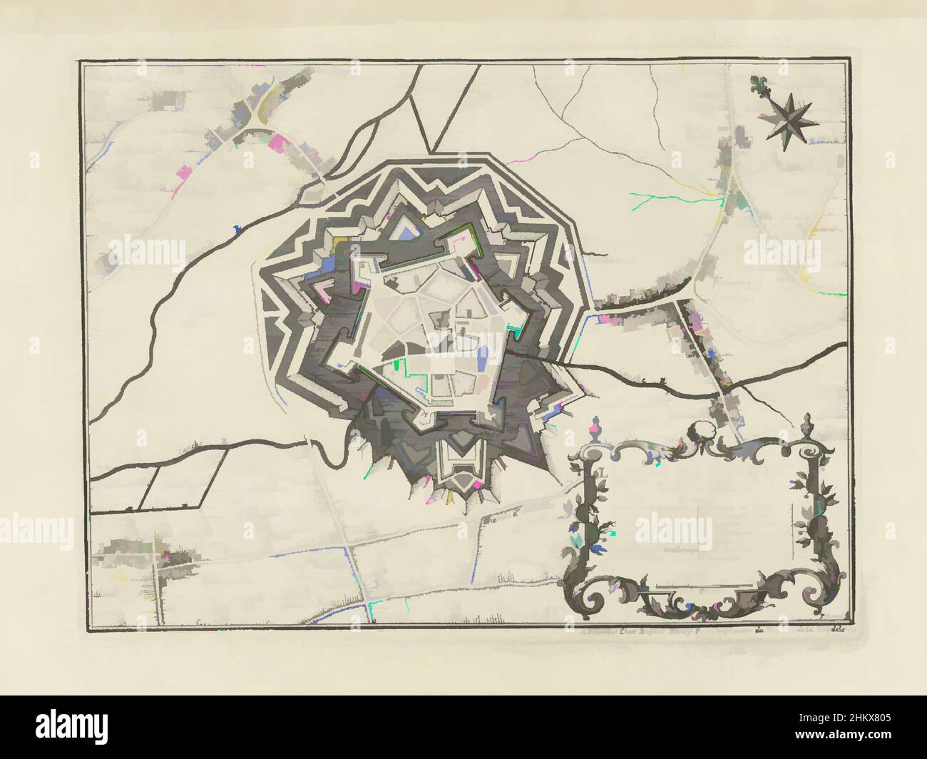 Art inspired by Map of Hesdin, 1711, Le Plan de Hesdin, Map of Hesdin ...