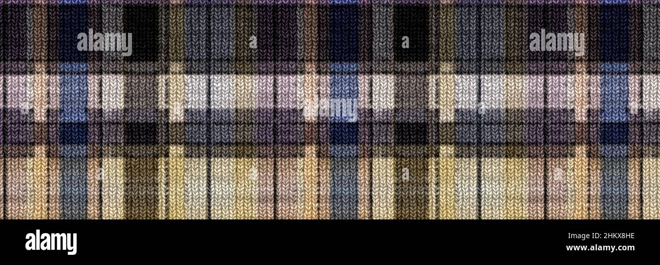 Classic winter tartan knit wool plaid seamless edging border. Retro ...