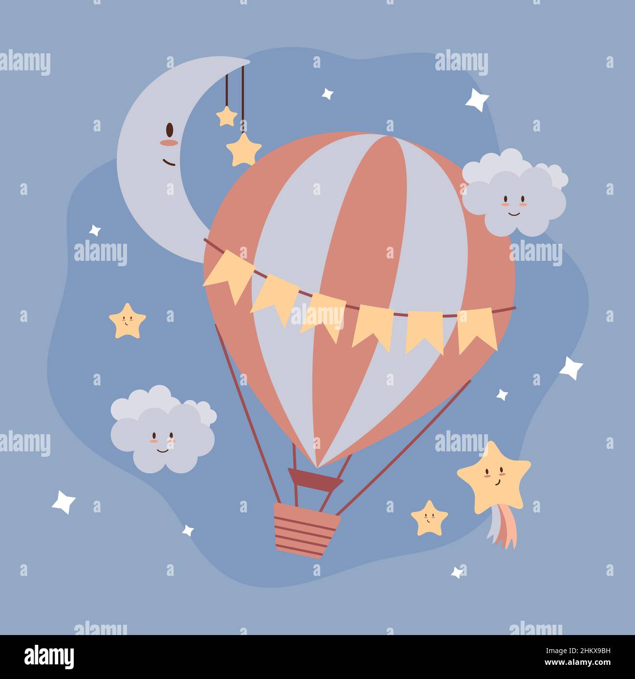 baby moon and air balloon Stock Vector Image & Art - Alamy