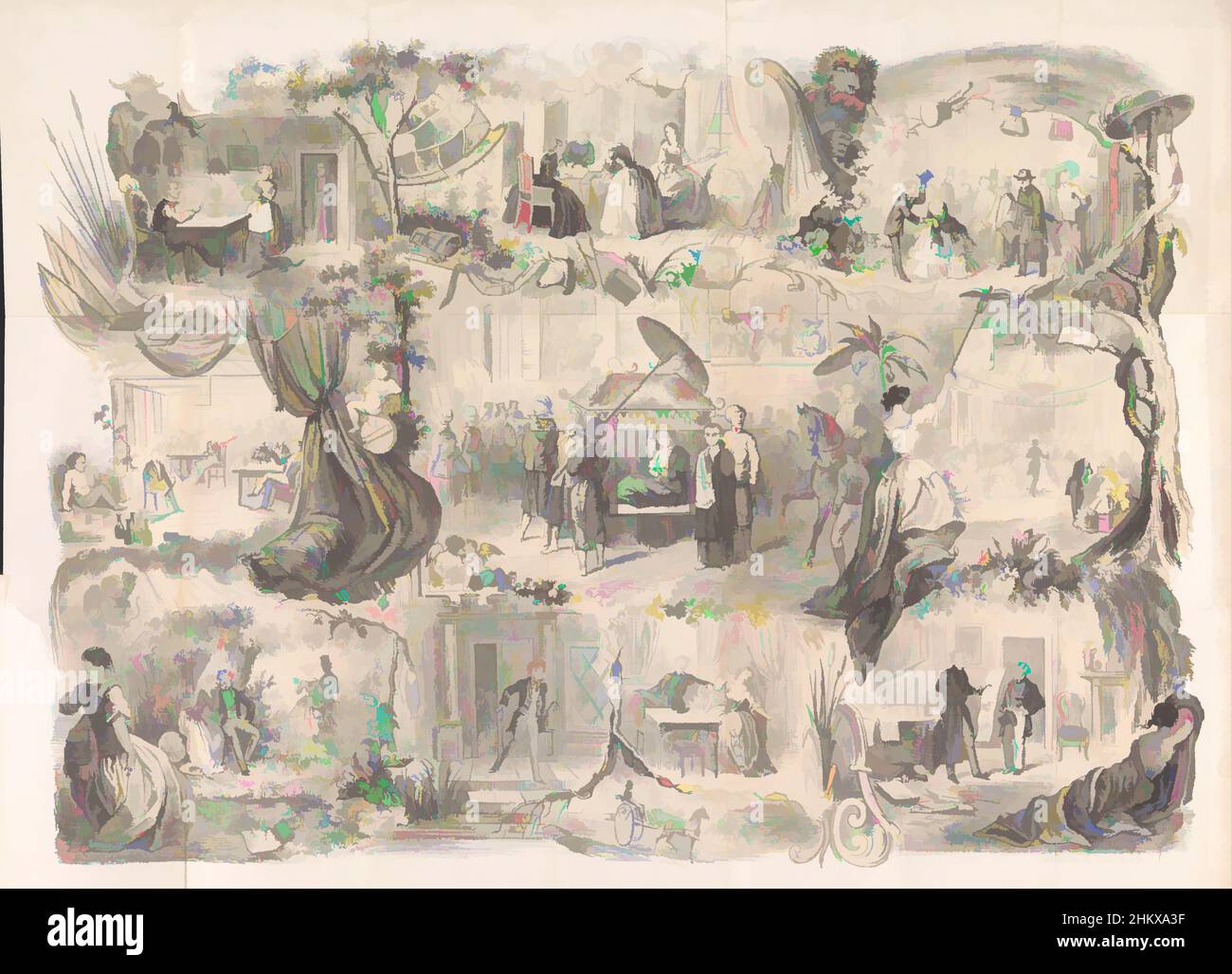 Art inspired by Cartoon in Delft student almanac, 1858, Sheet with ...