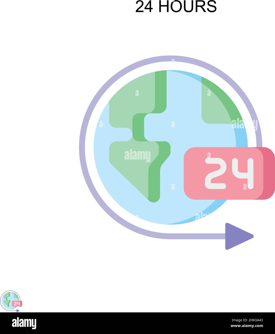 24 hours Simple vector icon. Illustration symbol design template for ...