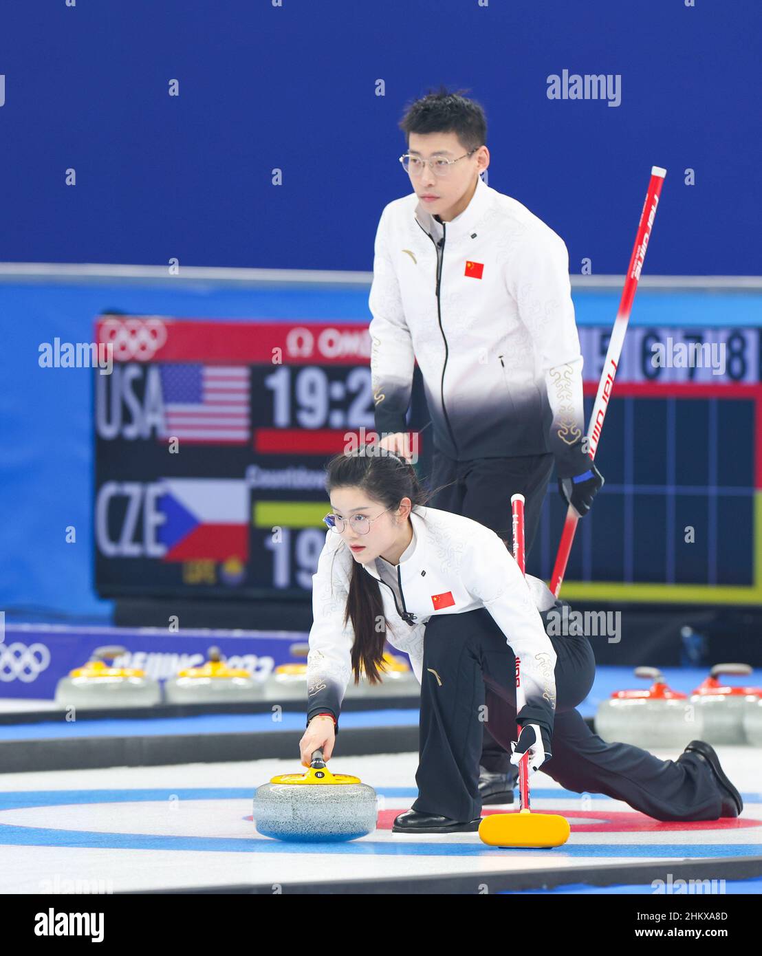 Beijing, China. 6th Feb, 2022. Fan Suyuan (front) and Ling Zhi of China ...