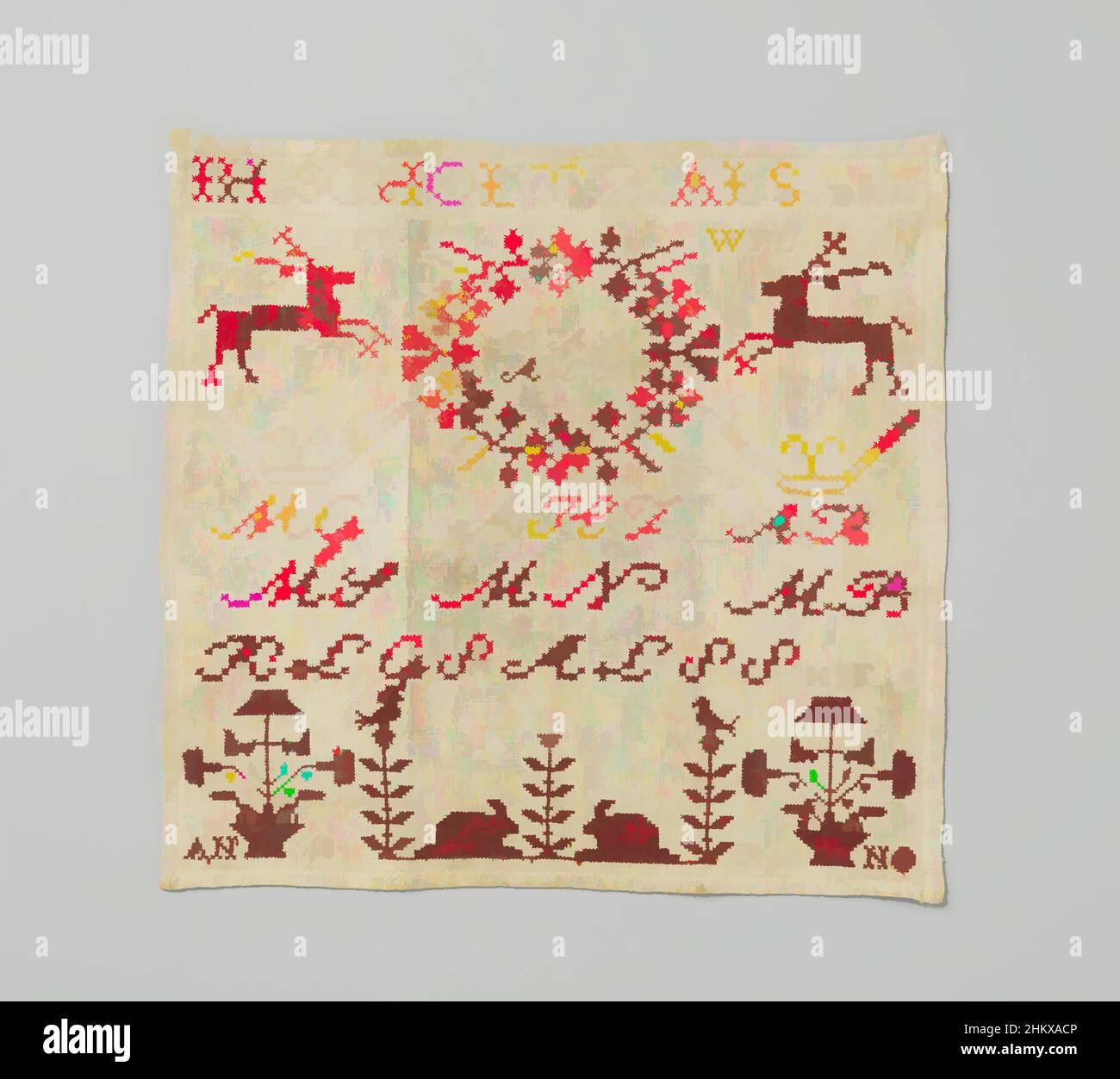 Art inspired by Cotton sampler on which is red silk IH.SCHOLTZ.ALS.DAS ...