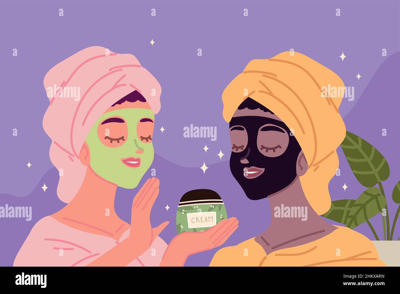 Women applying face cream Stock Vector Images - Alamy