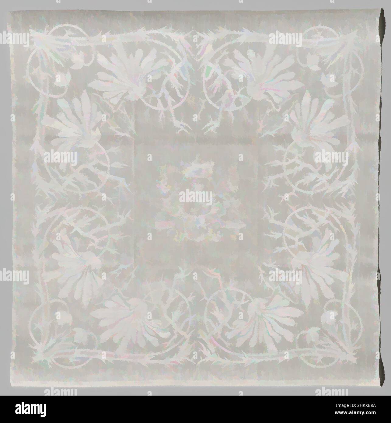 Art inspired by Finger cloth of linen damask with marguerite design and ...