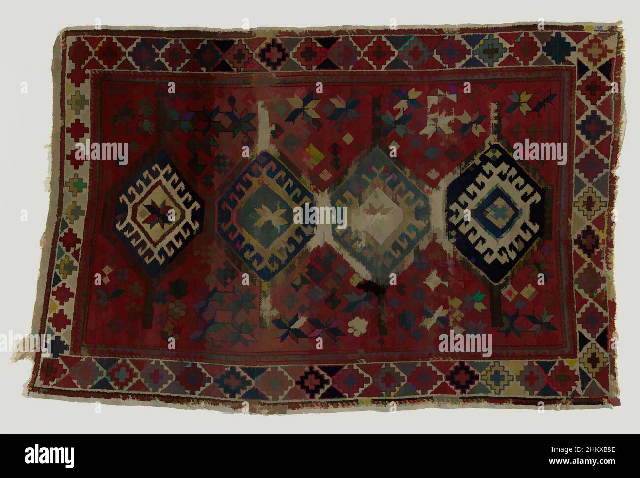 Art inspired by Carpet, Kazak, with medallion pattern, Carpet, Kazak ...