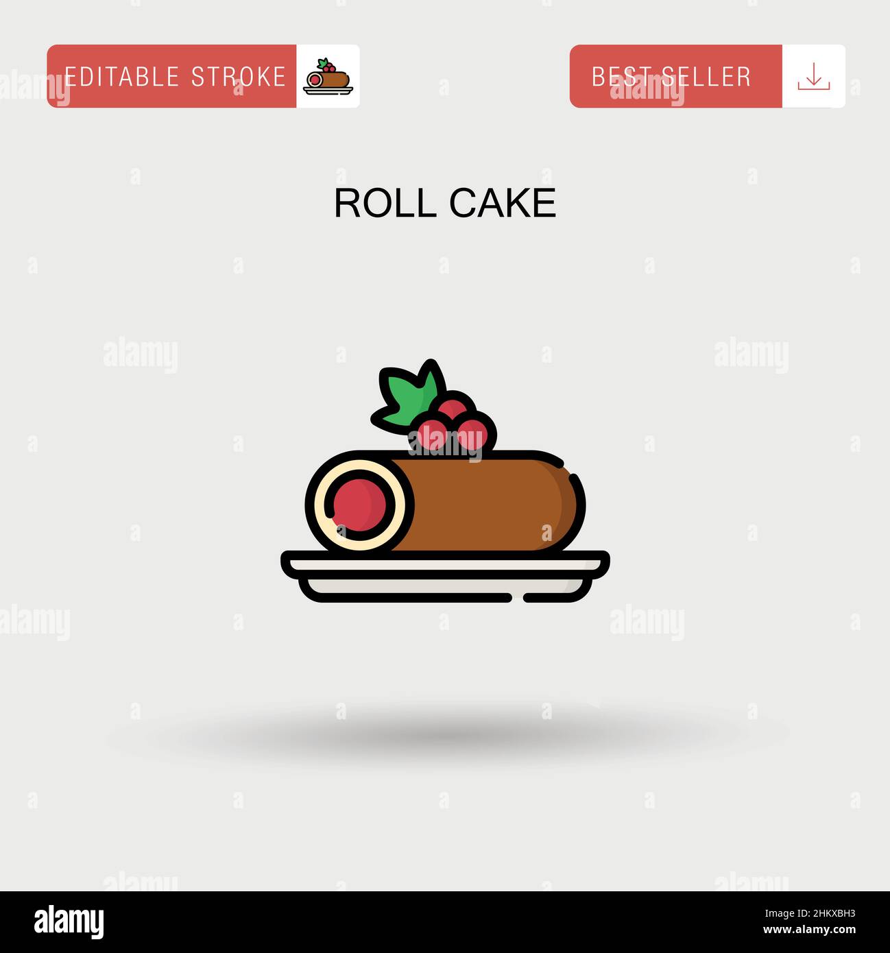 Tasty strawberry roll cake Stock Vector Images - Alamy