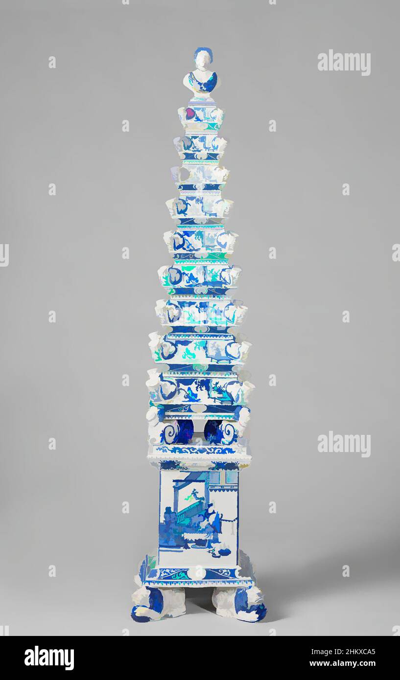 Art inspired by Flower pyramid, Segment of flower pyramid of faience ...