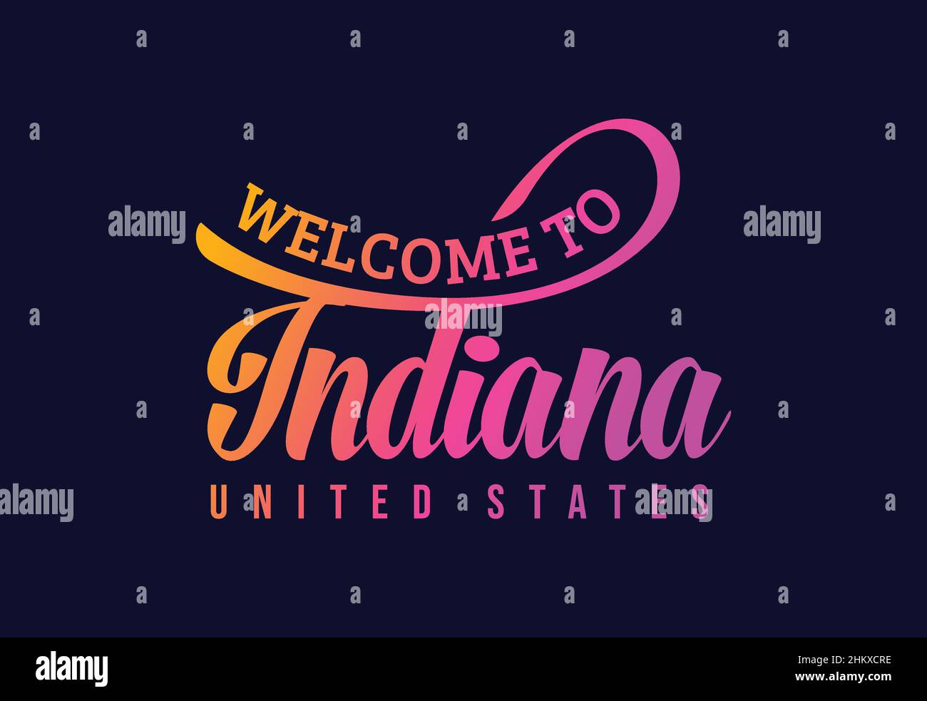 Welcome To Indiana United States, Word Text Creative Font Design ...