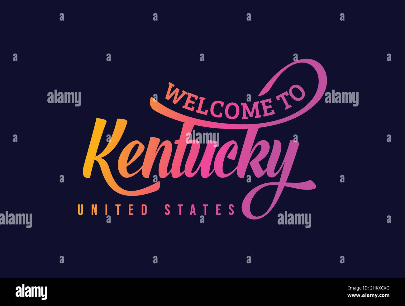 Welcome To Kentucky United States, Word Text Creative Font Design ...