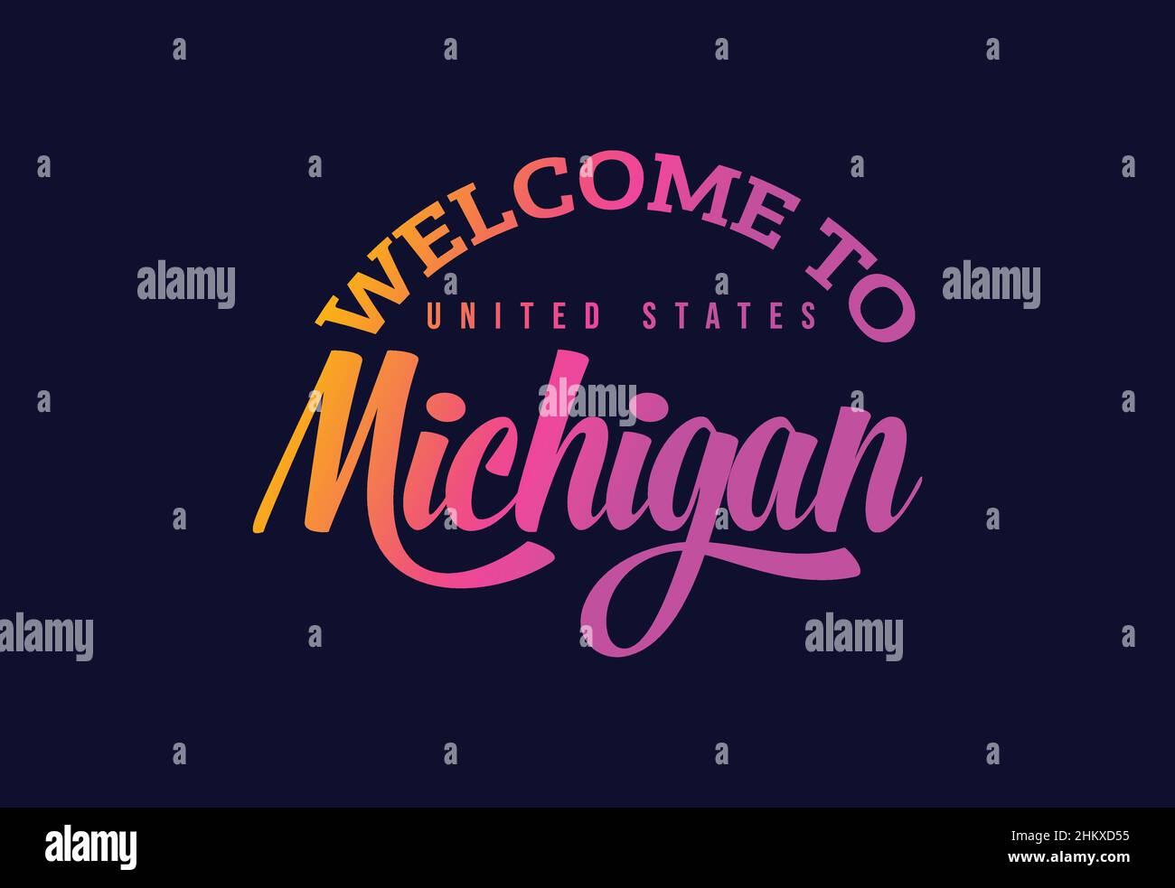 Welcome To Michigan United States, Word Text Creative Font Design ...