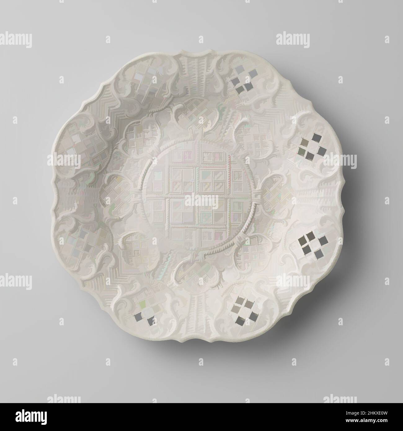 Art inspired by Plate of white stoneware with openwork rim; Crouch ware ...
