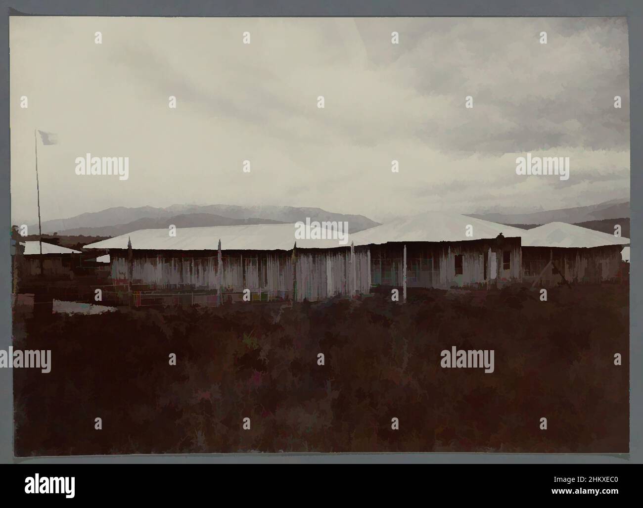 Art inspired by Bivouac on open plain, Some buildings of a bivouac on ...