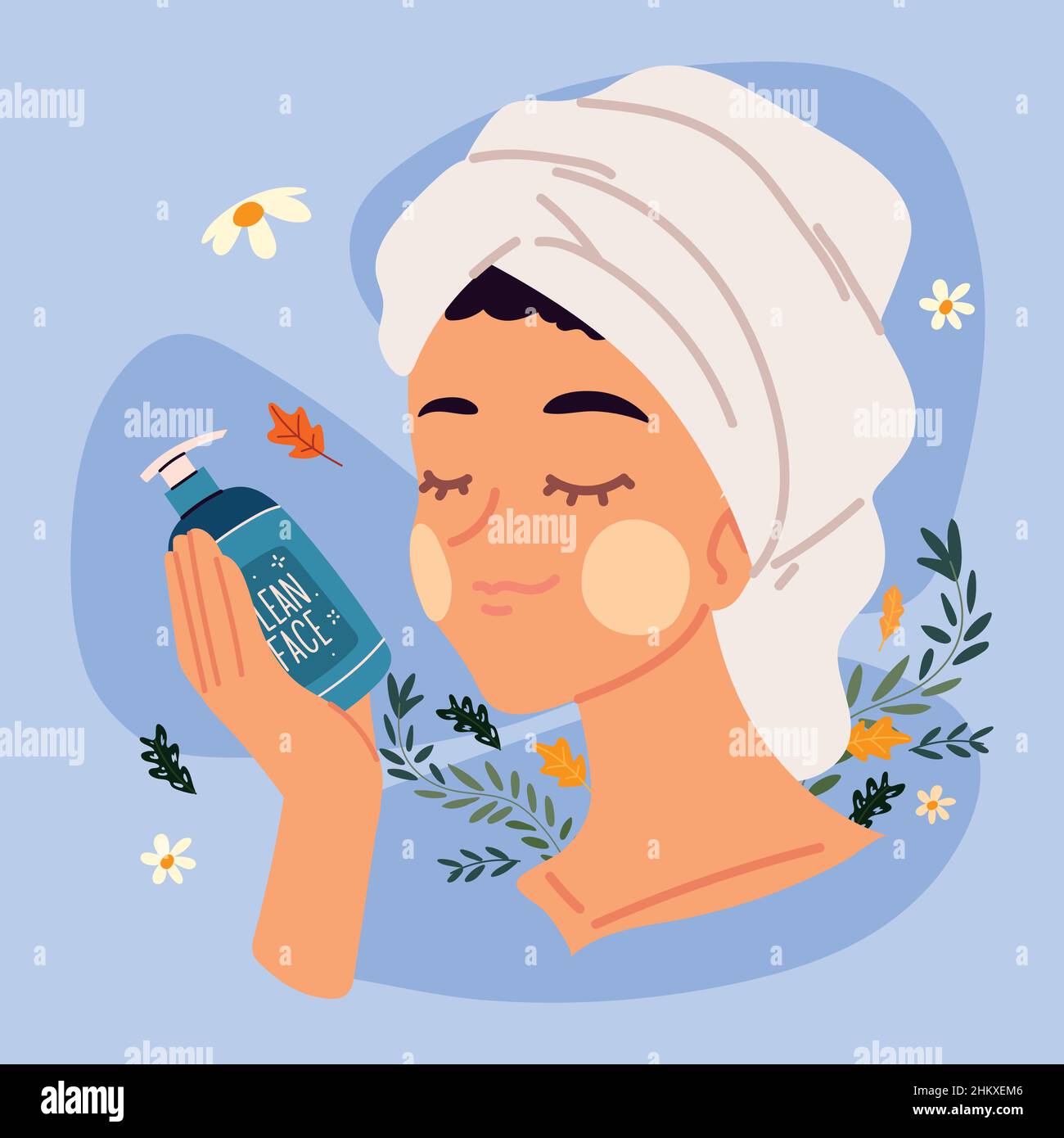 woman cleaning skin Stock Vector Image & Art - Alamy