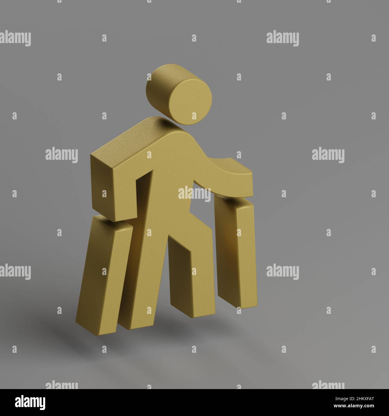 Nordic Walking icon. Yellow symbol social icons on gray background. 3d ...