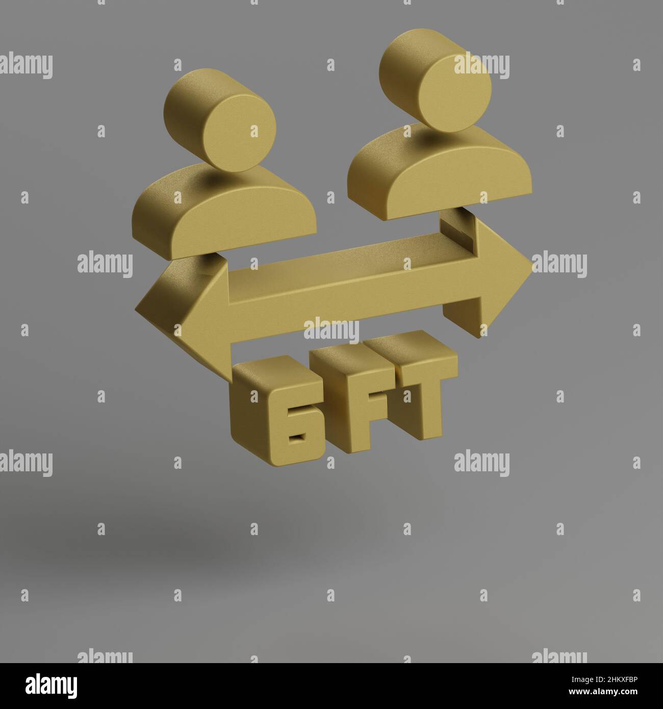 6 Ft Apart icon. Yellow symbol social icons on gray background. 3d ...