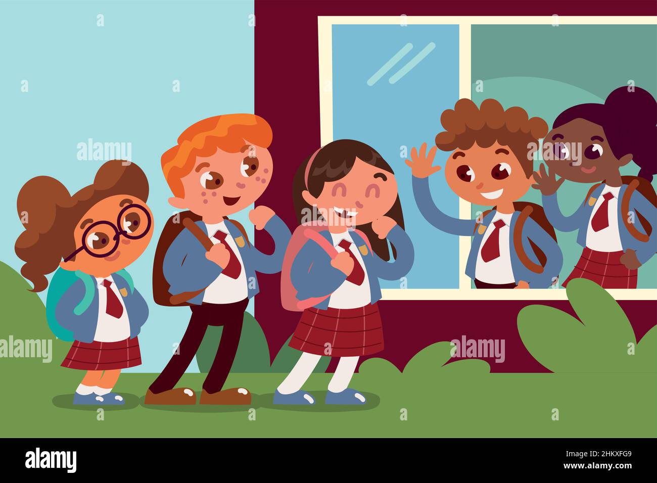 students waving hand Stock Vector Image & Art - Alamy