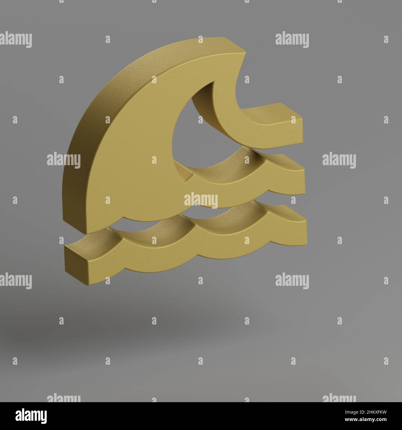Tsunami icon. Yellow symbol social icons on gray background. 3d ...