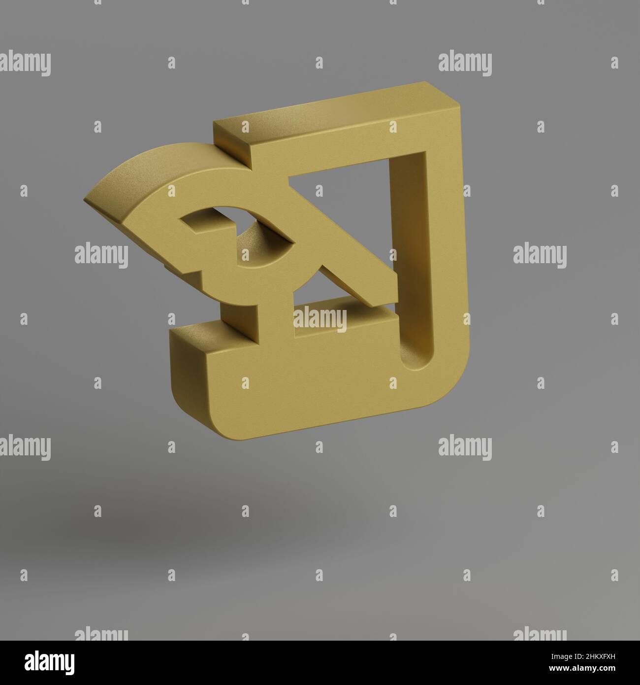 History feather icon. Yellow symbol social icons on gray background. 3d ...