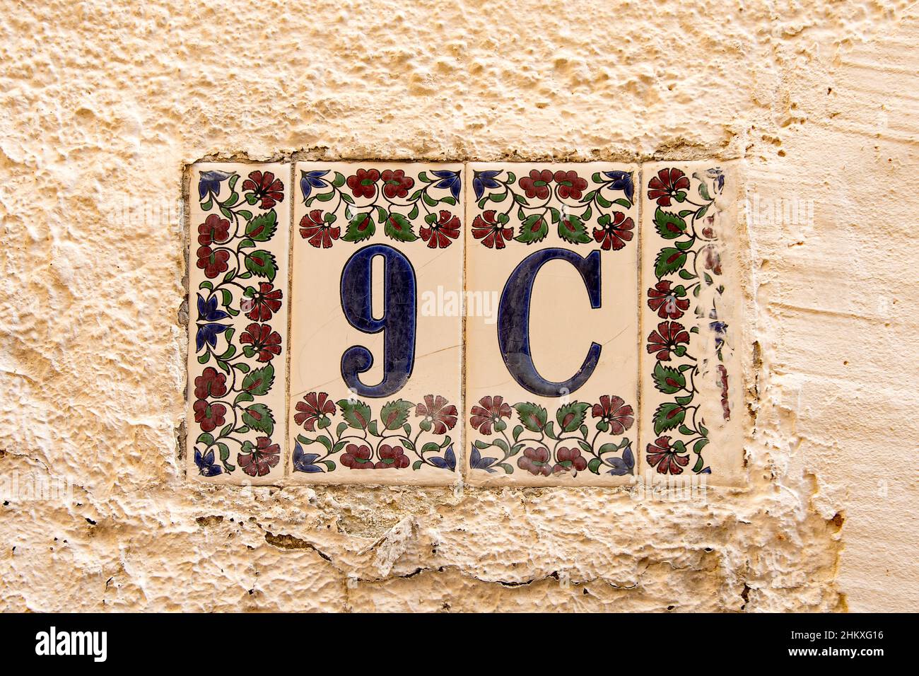Close up detail of the street number on vintage house in Rhodes Stock ...