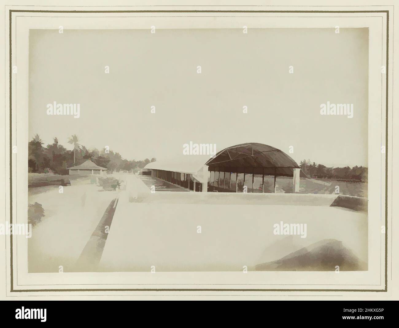 Art inspired by Shed with fields, View of a shed with a semi-circular ...