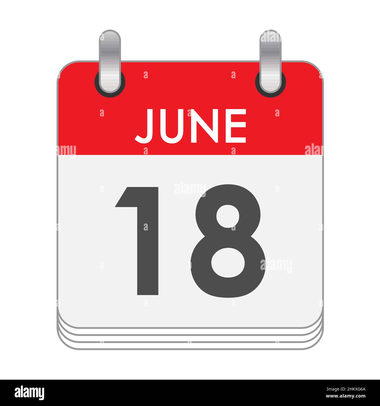 JUNE 18. A leaf of the flip calendar with the date of JUNE 18. Flat ...