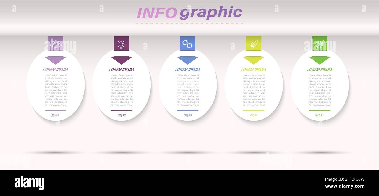 5 stages of development, improvement or training. Infographics with ...