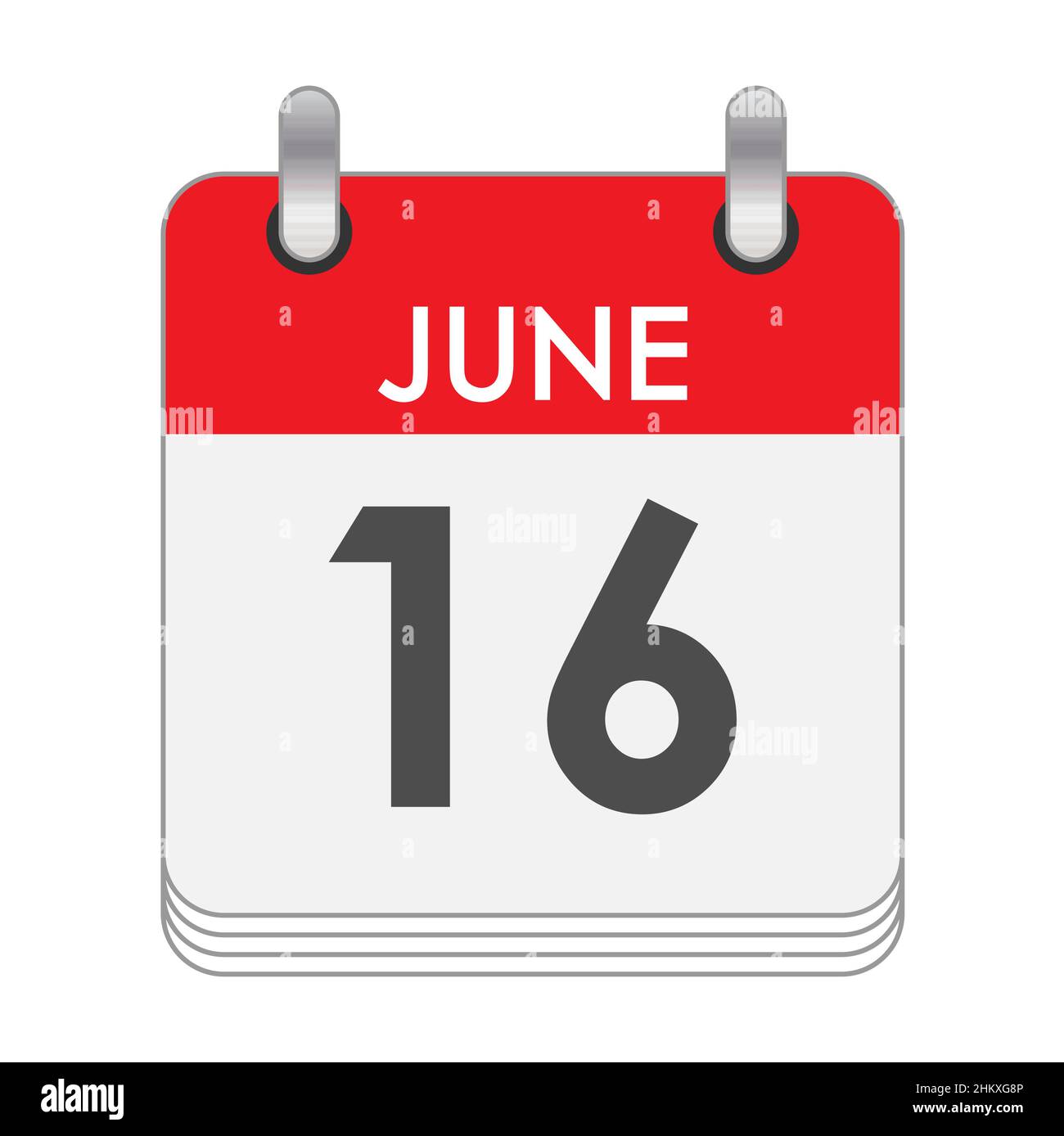JUNE 16. A leaf of the flip calendar with the date of JUNE 16. Flat ...