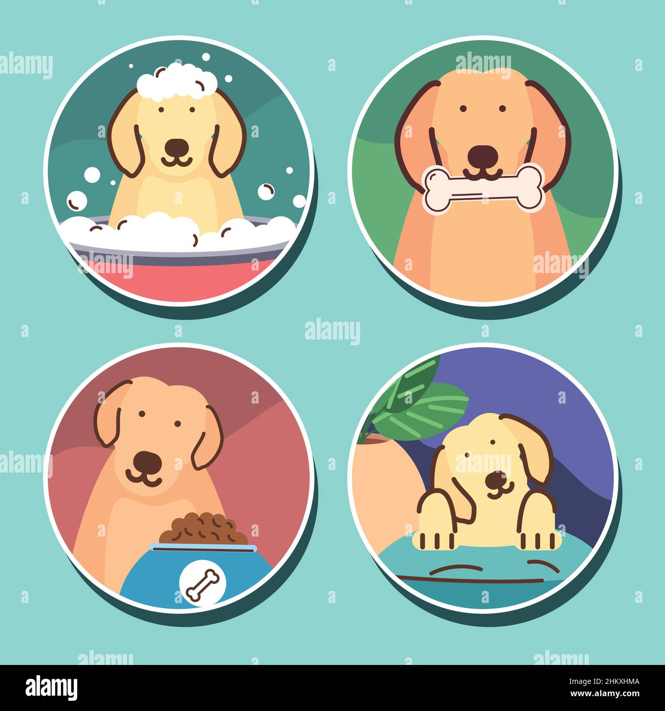 pets dogs round icons Stock Vector Image & Art - Alamy