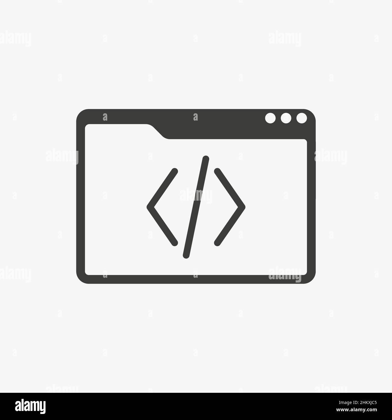 Coding icon in browser window on white background Stock Vector Image ...