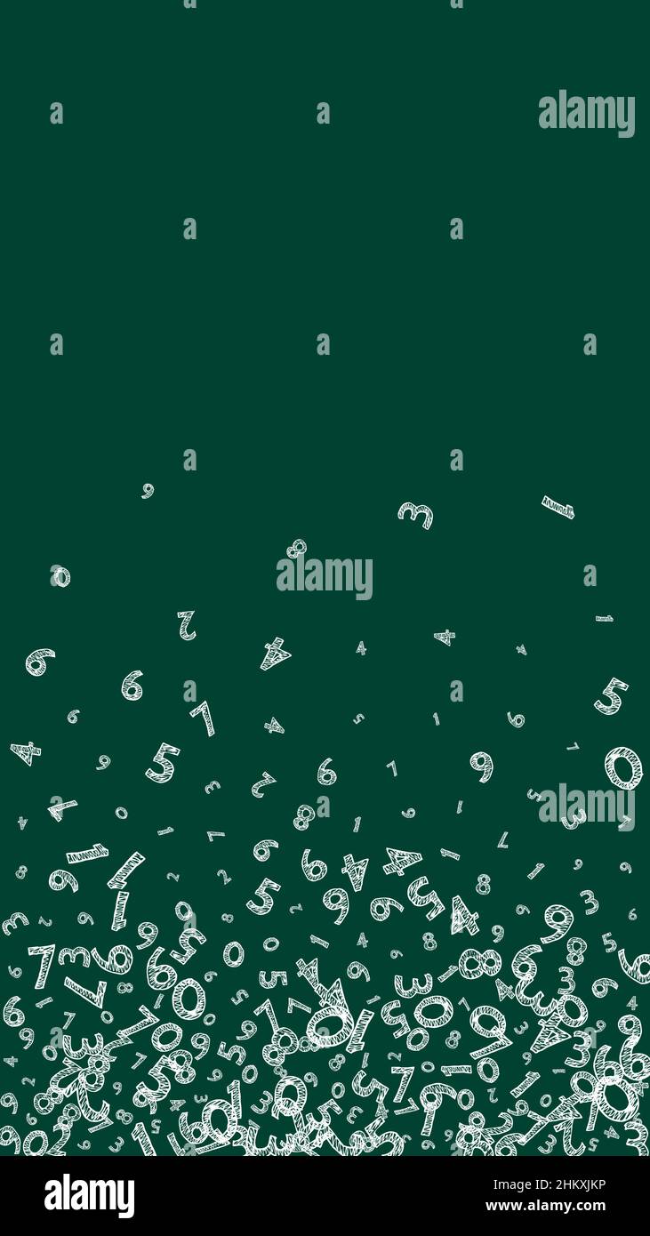 Falling childish chalk numbers. Math study concept with flying digits ...