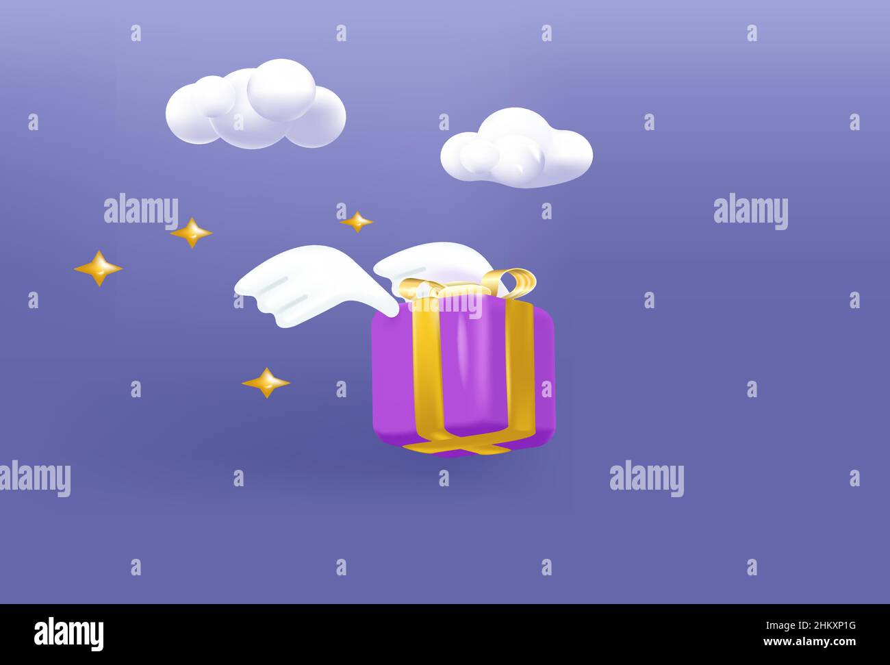 Flying box in 3d style on a purple background Stock Vector Image & Art ...