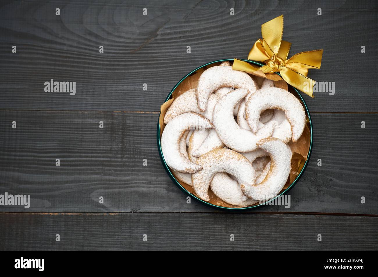 Round Gift box full of Traditional German or Austrian Vanillekipferl ...